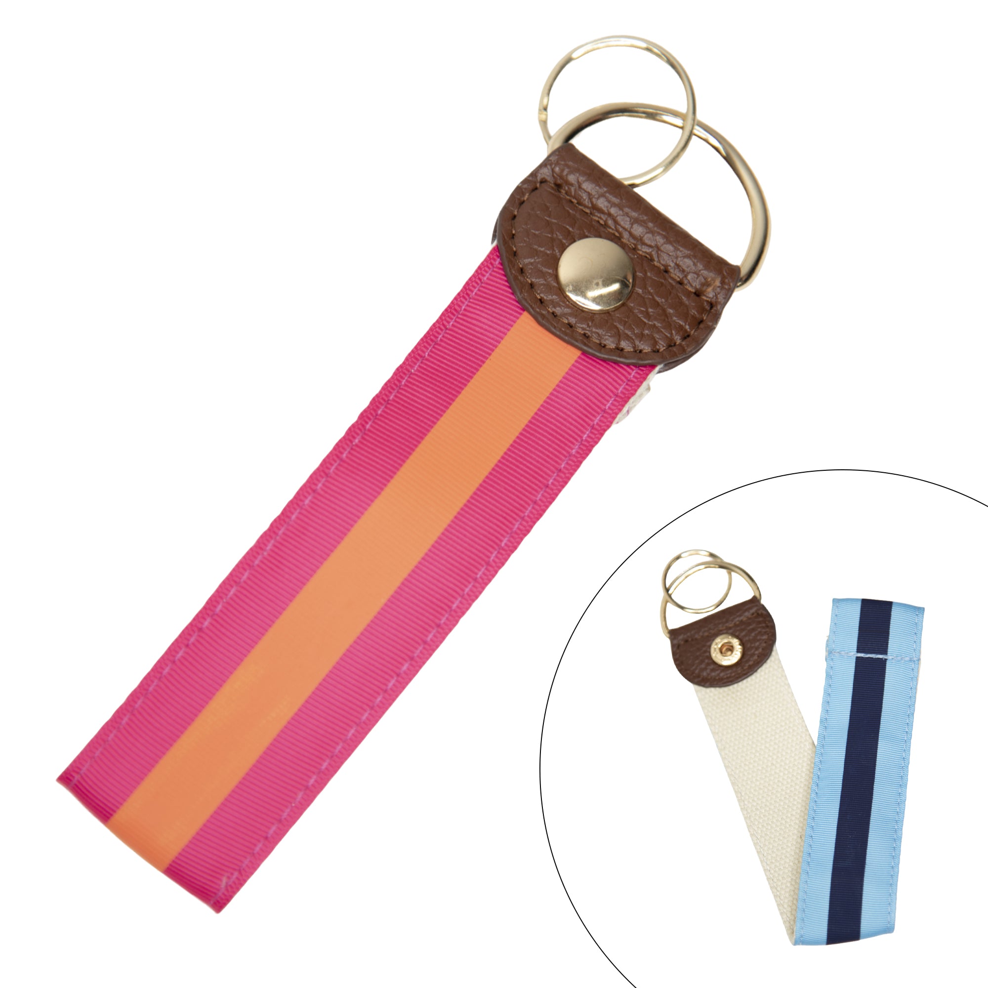 Canvas Ribbon Snap Key Fobs - Monogram - 5" x 1" Keychain - MSC ...